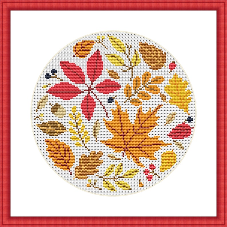 Fall Cross Stitch Pattern, Autumn Leaves, Fall X-stitch PDF ...