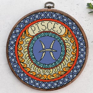 Set of 12 Zodiac Sign Cross Stitch Pattern. Astrological Sign ...