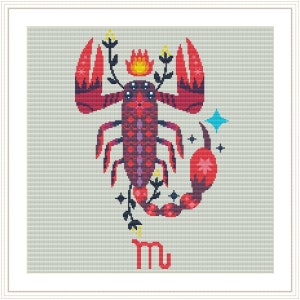 Scorpio. Zodiac Sign. Modern Cross Stitch Pattern. Counted Cross Stitch ...