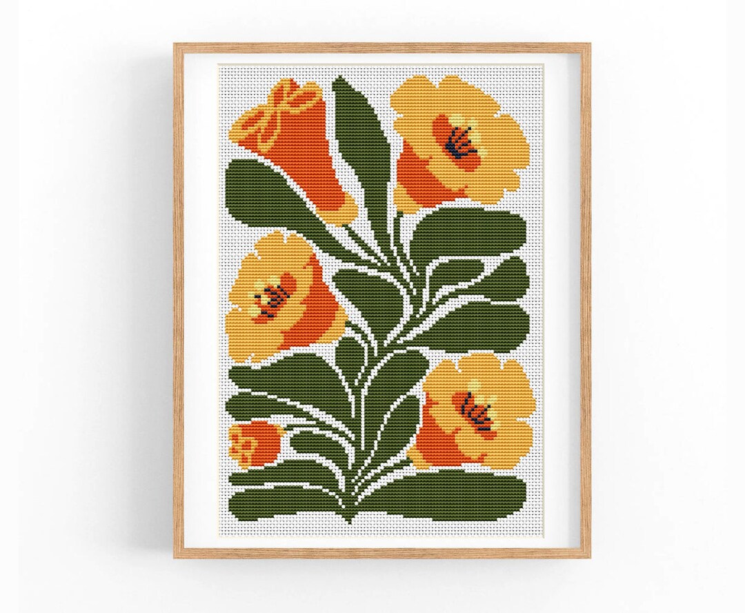 Cross Stitch Pattern Modern Floral Abstract, Modern Flowers, Easy X ...