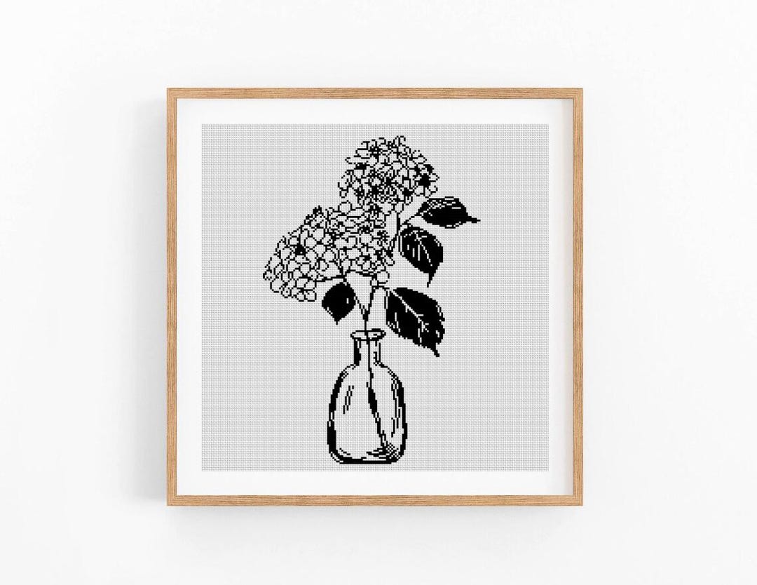 Hydrangea Cross Stitch Pattern Modern Floral Abstract, Easy X-stitch ...