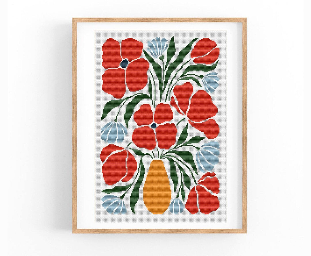 Cross Stitch Pattern Modern Floral Abstract, Modern Flowers, Easy X ...