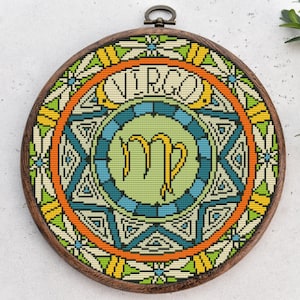 Set of 12 Zodiac Sign Cross Stitch Pattern. Astrological Sign ...
