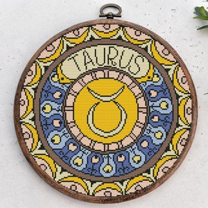 Set of 12 Zodiac Sign Cross Stitch Pattern. Astrological Sign ...