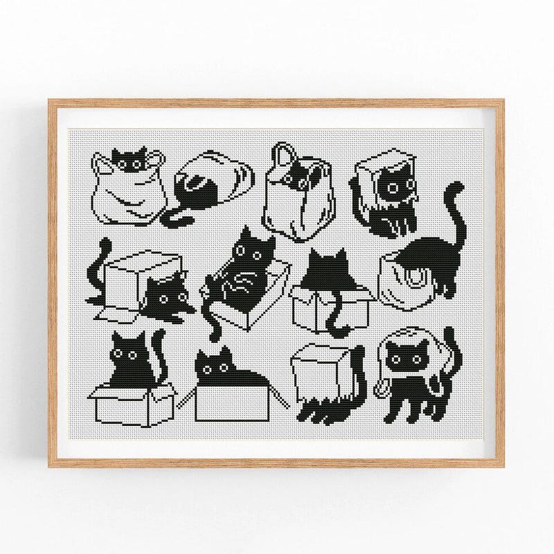 Cross Stitch Cat Simple - Etsy