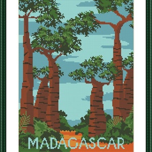 Cross Stitch Pattern Madagascar Africa. Retro Travel Poster. - Etsy