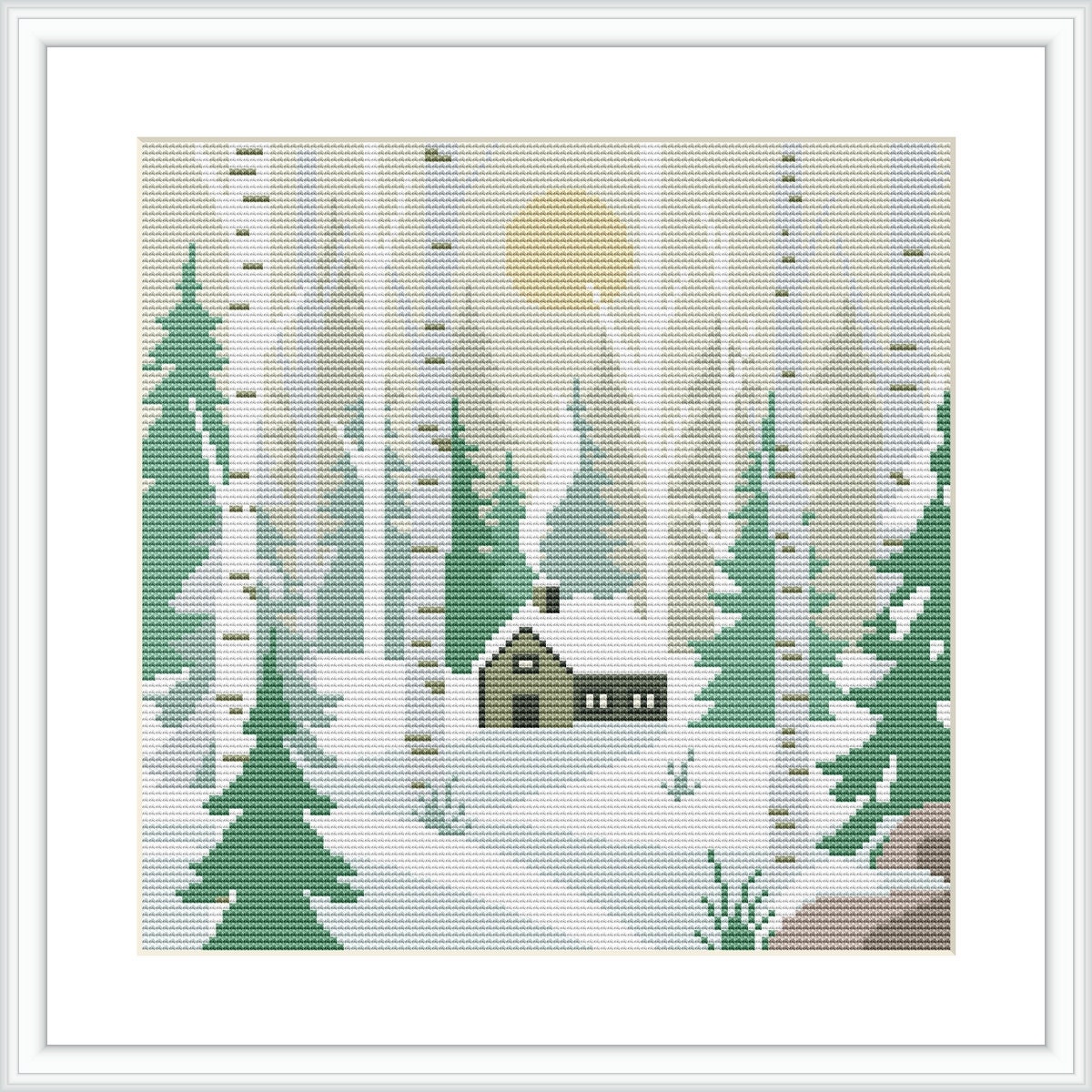 Winter Landscape Cross Stitch Pattern, Snowy Forest, Christmas House ...