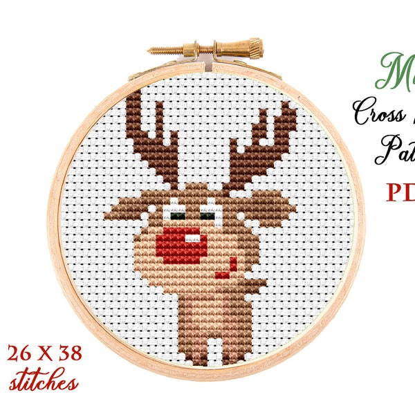 Rudolph Cross Stitch - Etsy
