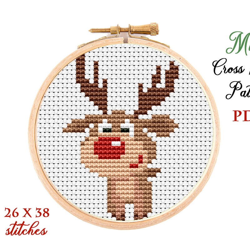 Rudolph Cross Stitch - Etsy