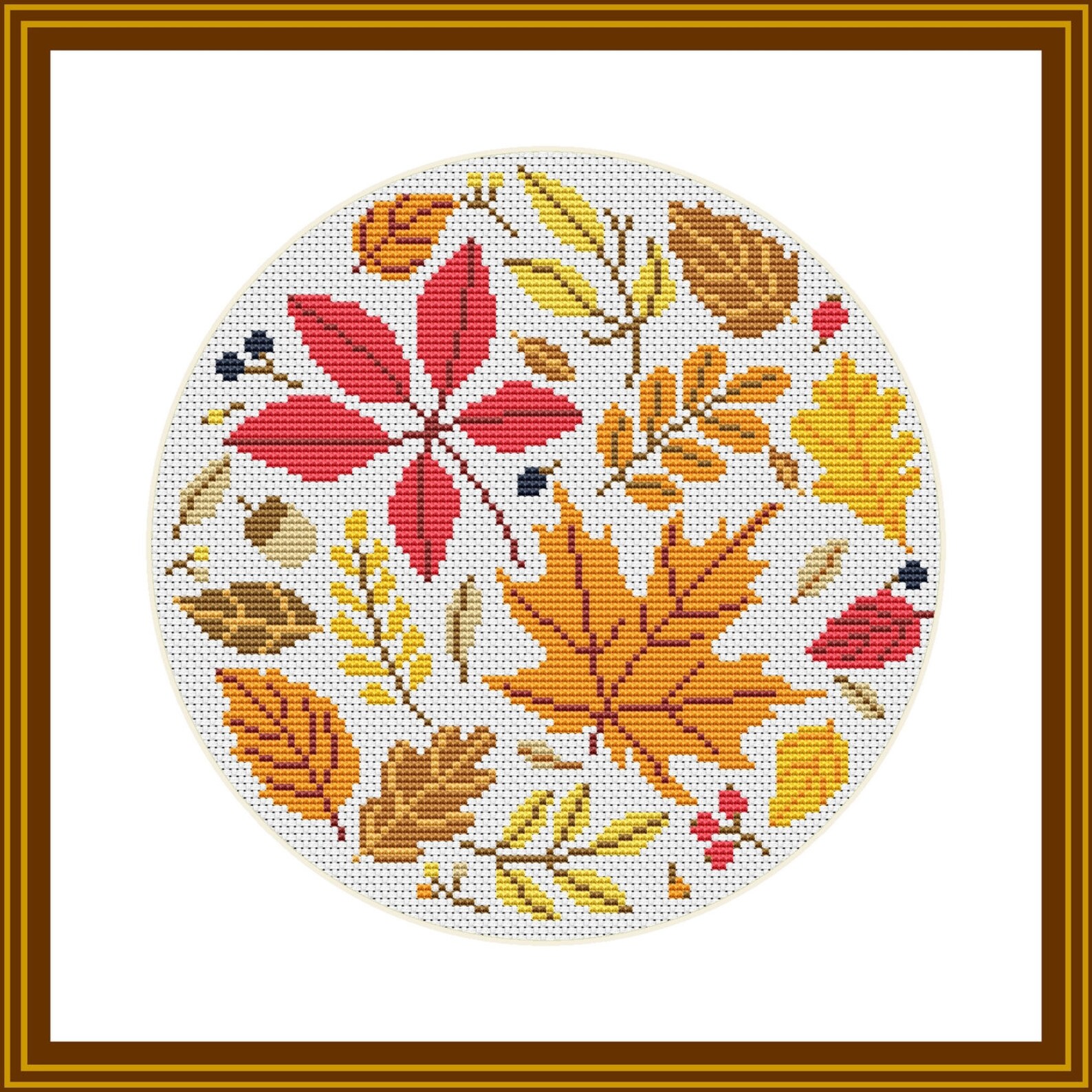 Fall Cross Stitch Pattern, Autumn Leaves, Fall X-stitch PDF ...