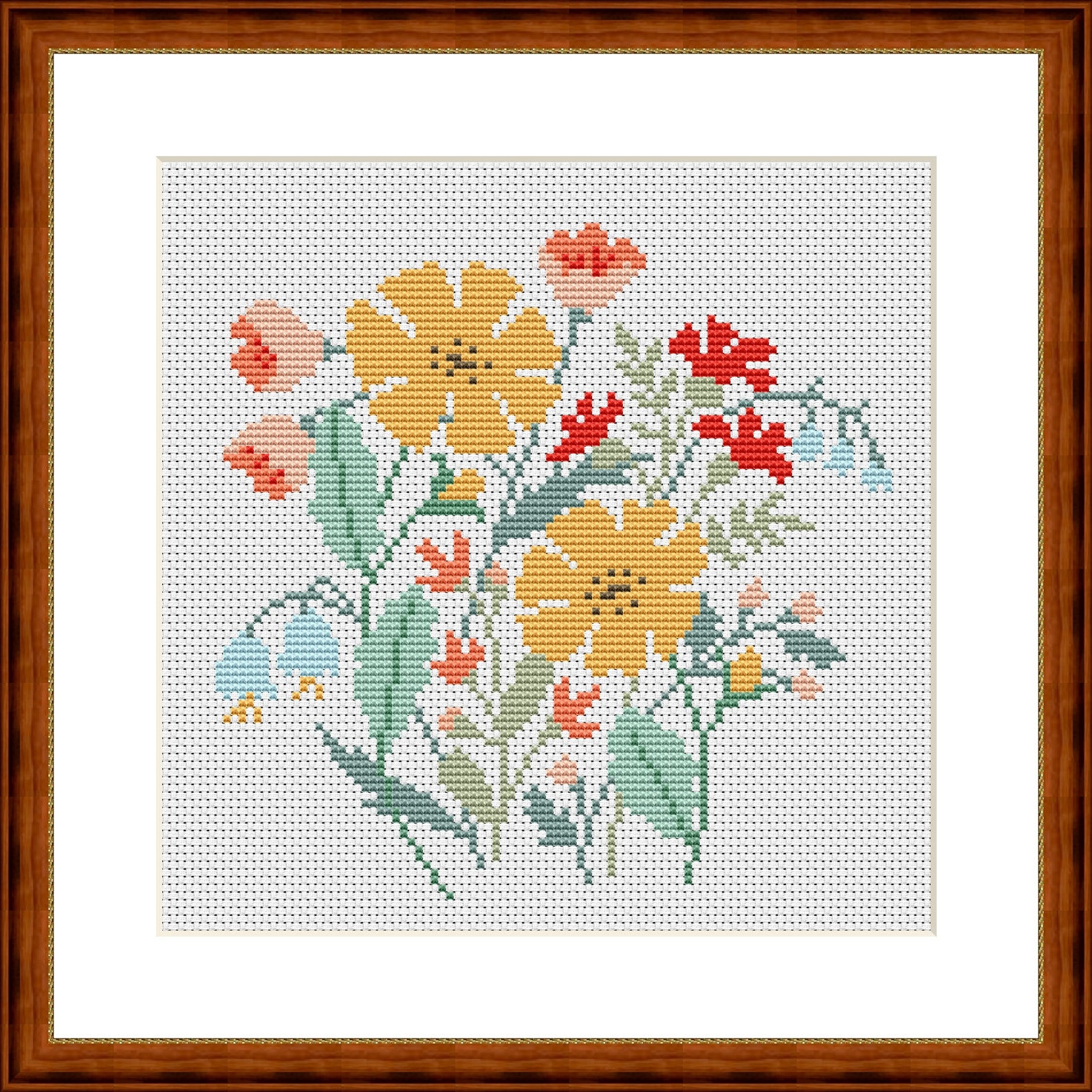 Wild Flowers. Modern Cross Stitch Pattern. Counted Cross Stitch Chart ...