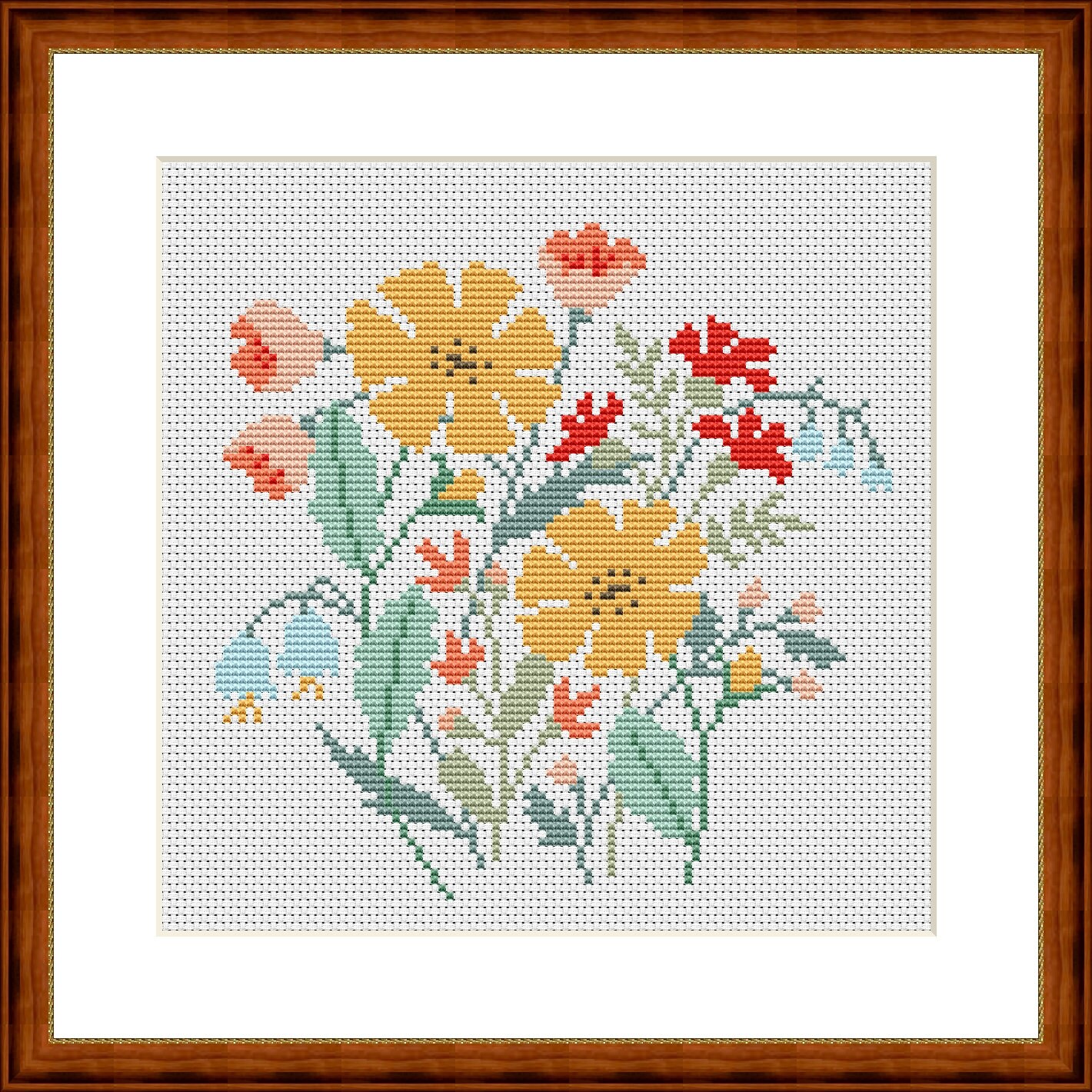 Wild Flowers. Modern Cross Stitch Pattern. Counted Cross Stitch Chart ...