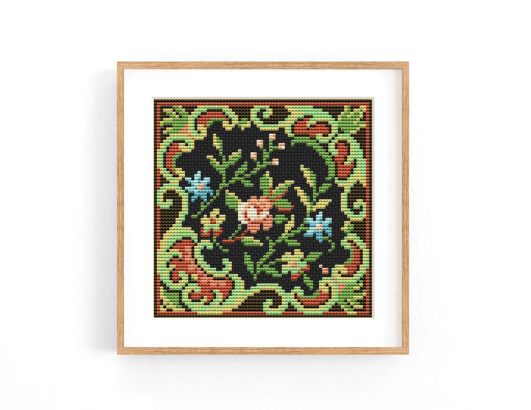 Vintage Flowers Cross Stitch Pattern, Antique Cross Stitch Design, Mini ...