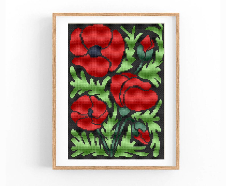 Cross Stitch Pattern Poppy Abstract Art Modern X-stitch - Etsy