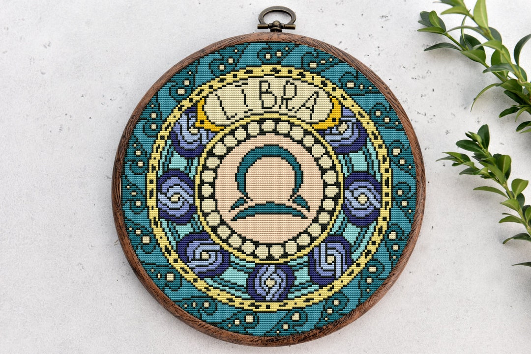 Libra Zodiac Modern Cross Stitch Pattern Astrological Sign Embroidery ...