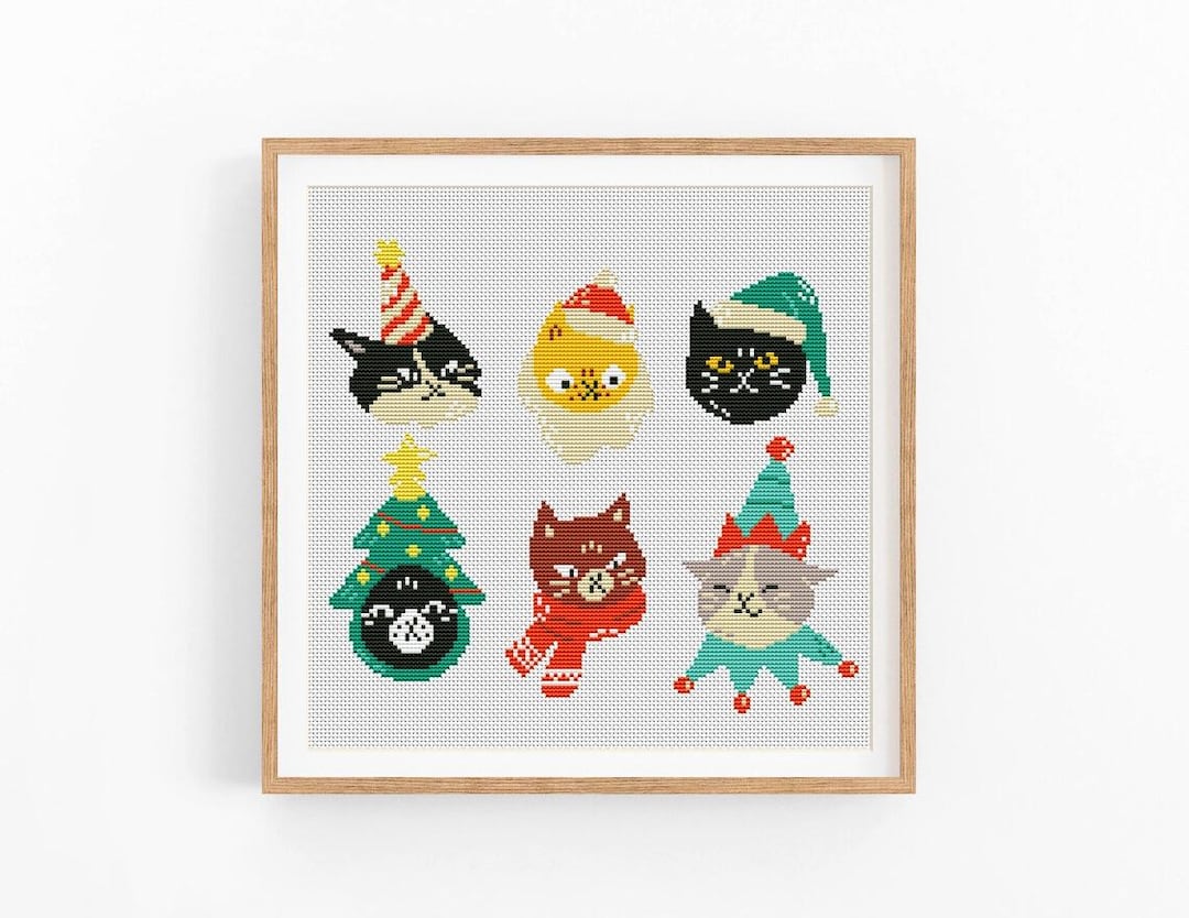 Cross Stitch Pattern Christmas Cat Advent Cross Stitch PDF. Merry ...