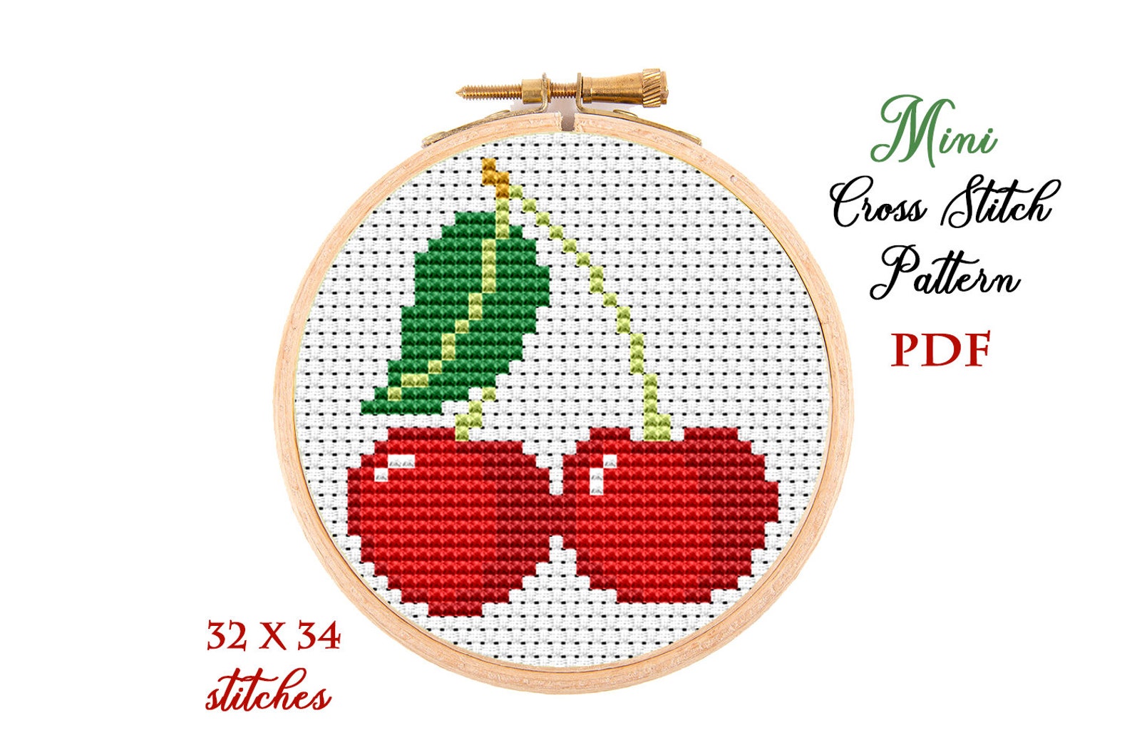 Mini Cross Stitch Pattern. Cherry. Counted Cross Stitch Chart. | Etsy