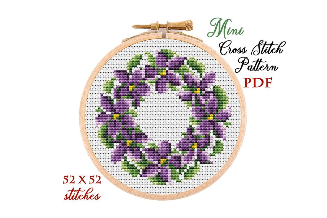 Mini Cross Stitch Pattern. Viola. Counted Cross Stitch Chart. Flower ...