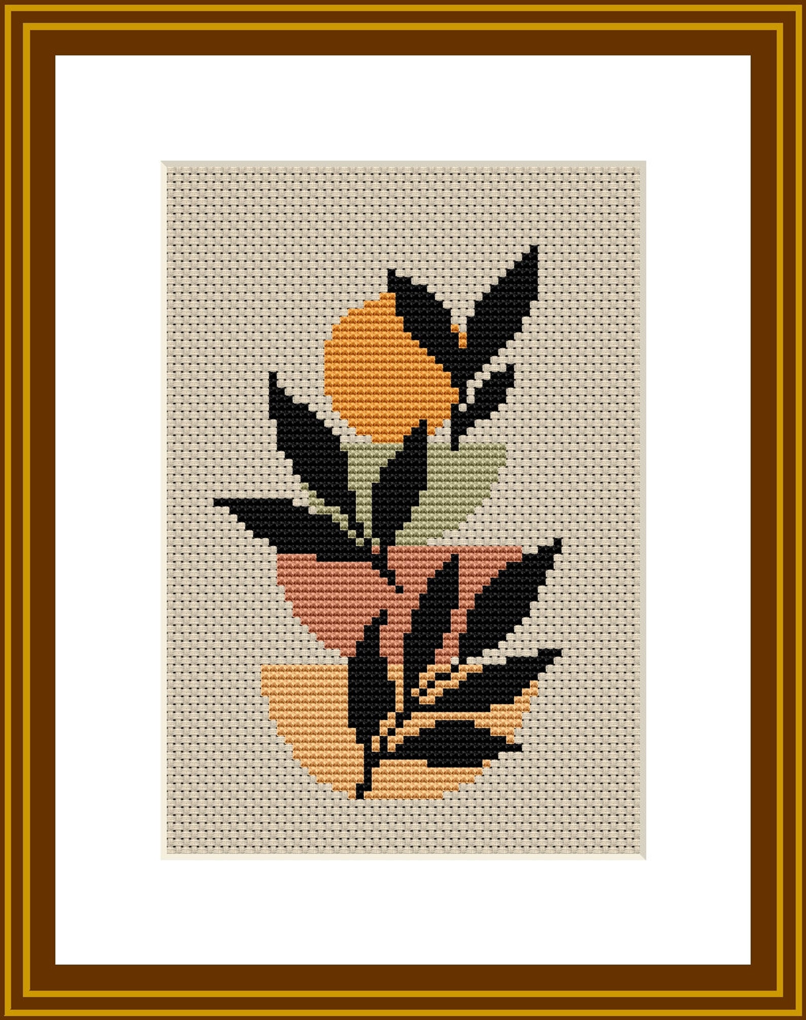 Set of 4 Modern Boho Cross Stitch Patterns, Abstract Nature Cross ...