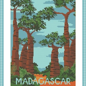 Cross Stitch Pattern Madagascar Africa. Retro Travel Poster. - Etsy
