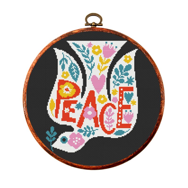 Peace Cross Stitch - Etsy