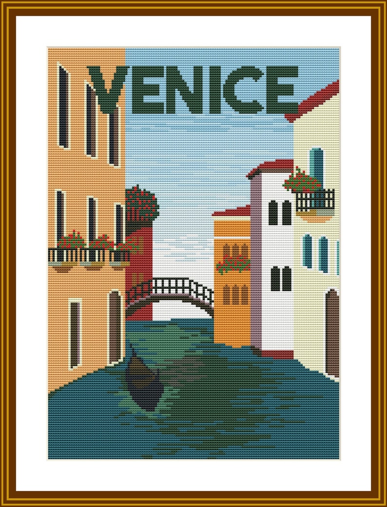 Cross Stitch Pattern Venice. Retro Travel Poster. Counted - Etsy