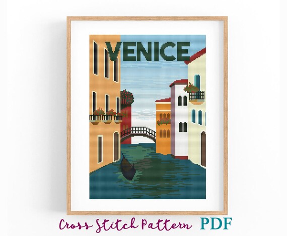 Cross Stitch Pattern Venice. Retro Travel Poster. Counted - Etsy