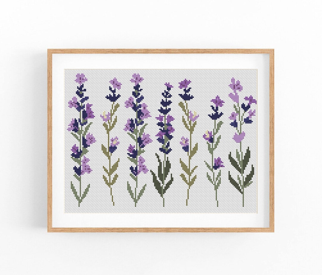 Lavender Flowers. Modern Cross Stitch Pattern. Counted Cross Stitch ...
