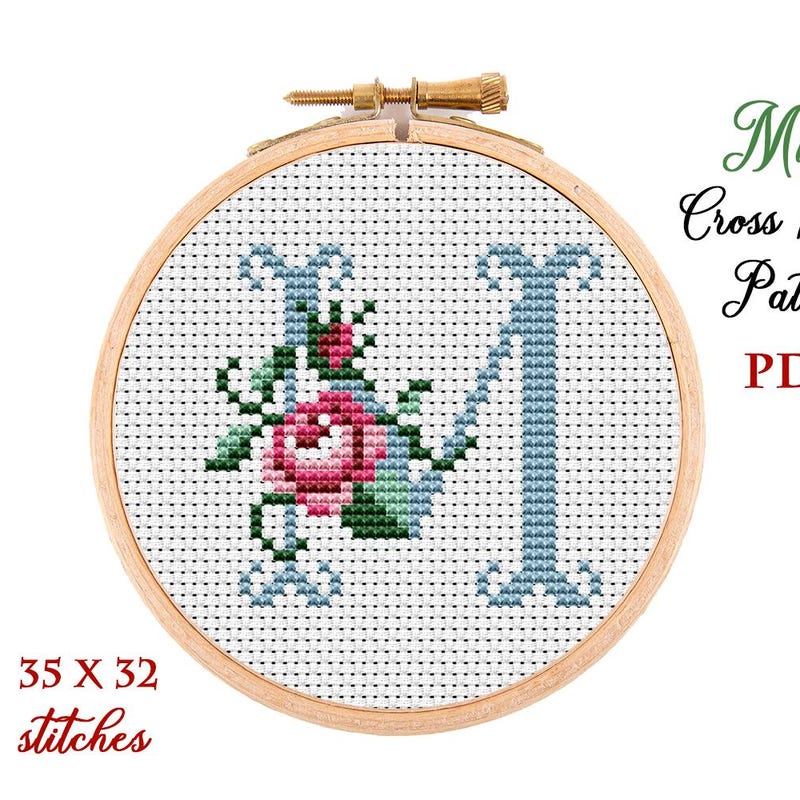 F Initial Cross Stitch - Etsy UK