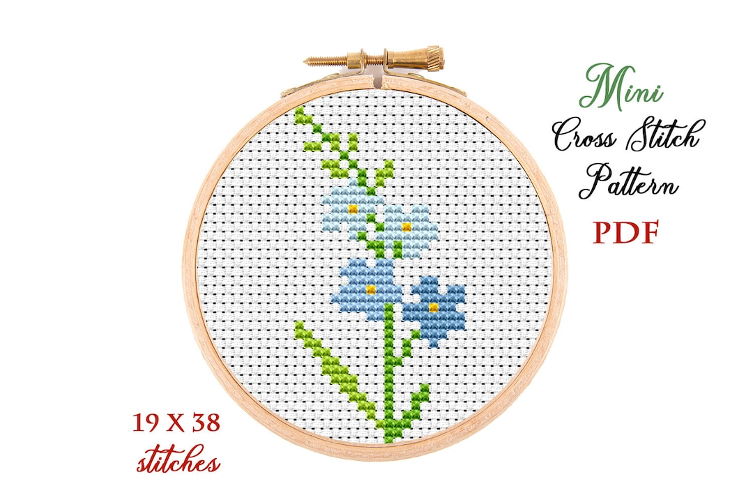 Mini Cross Stitch Pattern. Forget-me-not. Counted Cross Stitch Chart ...