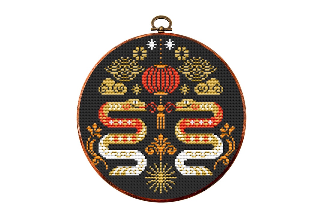 Cross Stitch Pattern New Year of the Snake PDF, Chinese Snake Counted ...