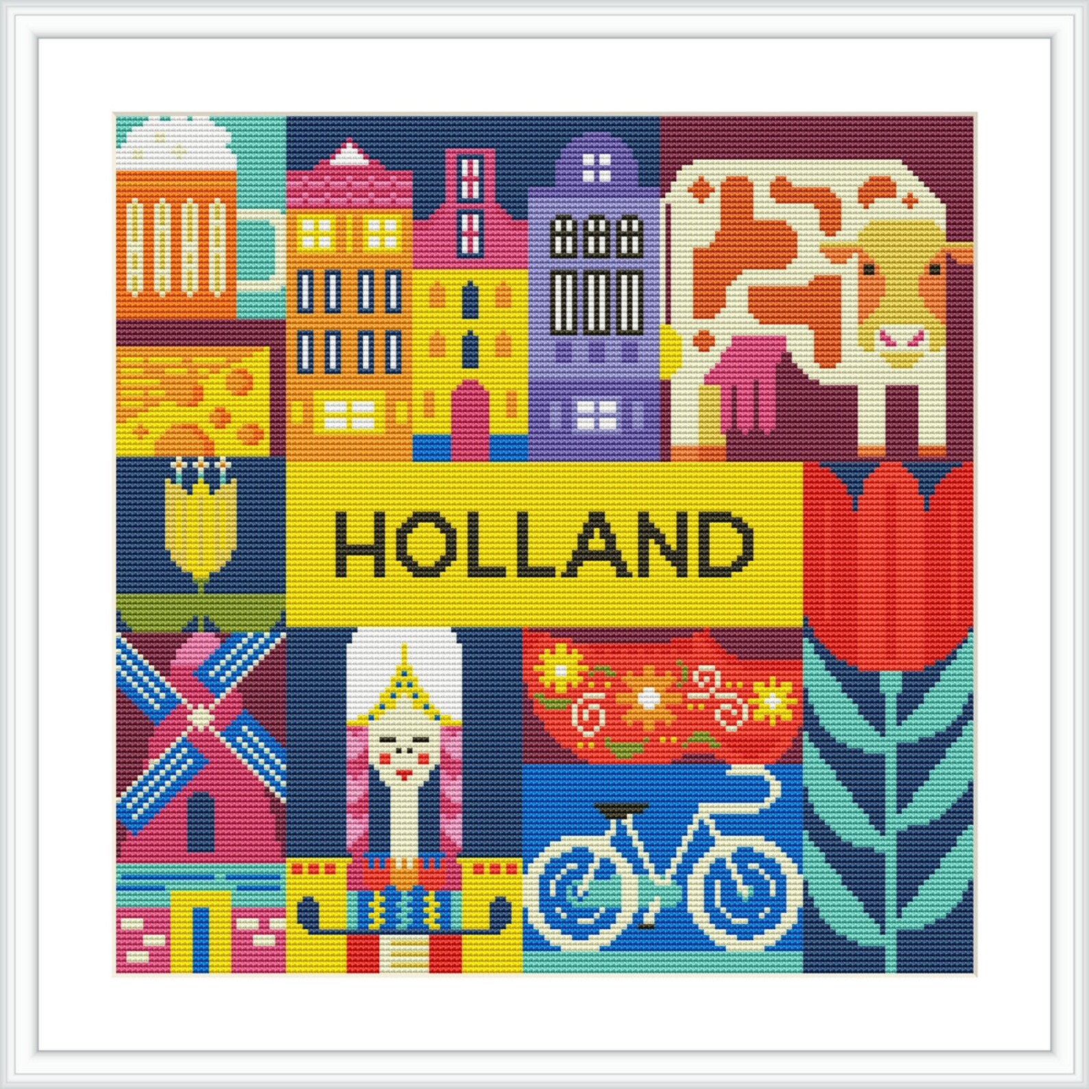 HOLLAND Travel Poster Cross Stitch Pattern Modern Sampler - Etsy
