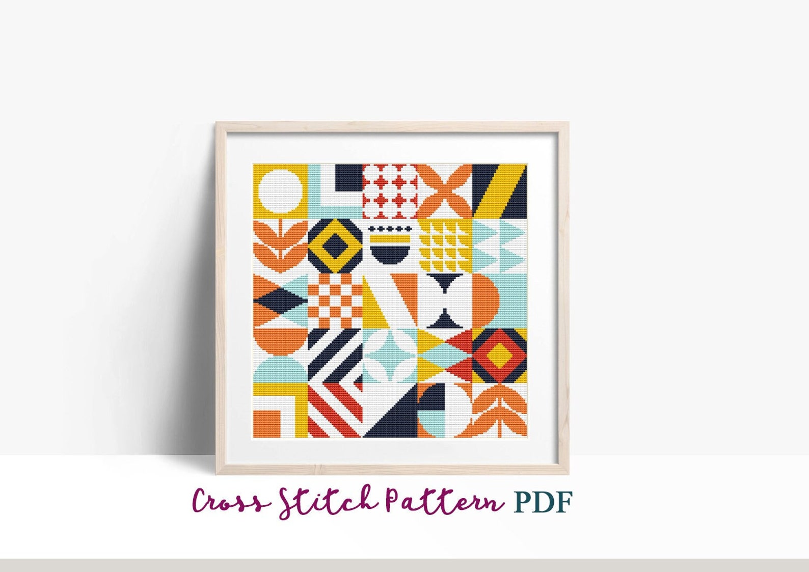 Abstract Geometric Cross Stitch Pattern, Modern X-stitch Pattern, Cross ...