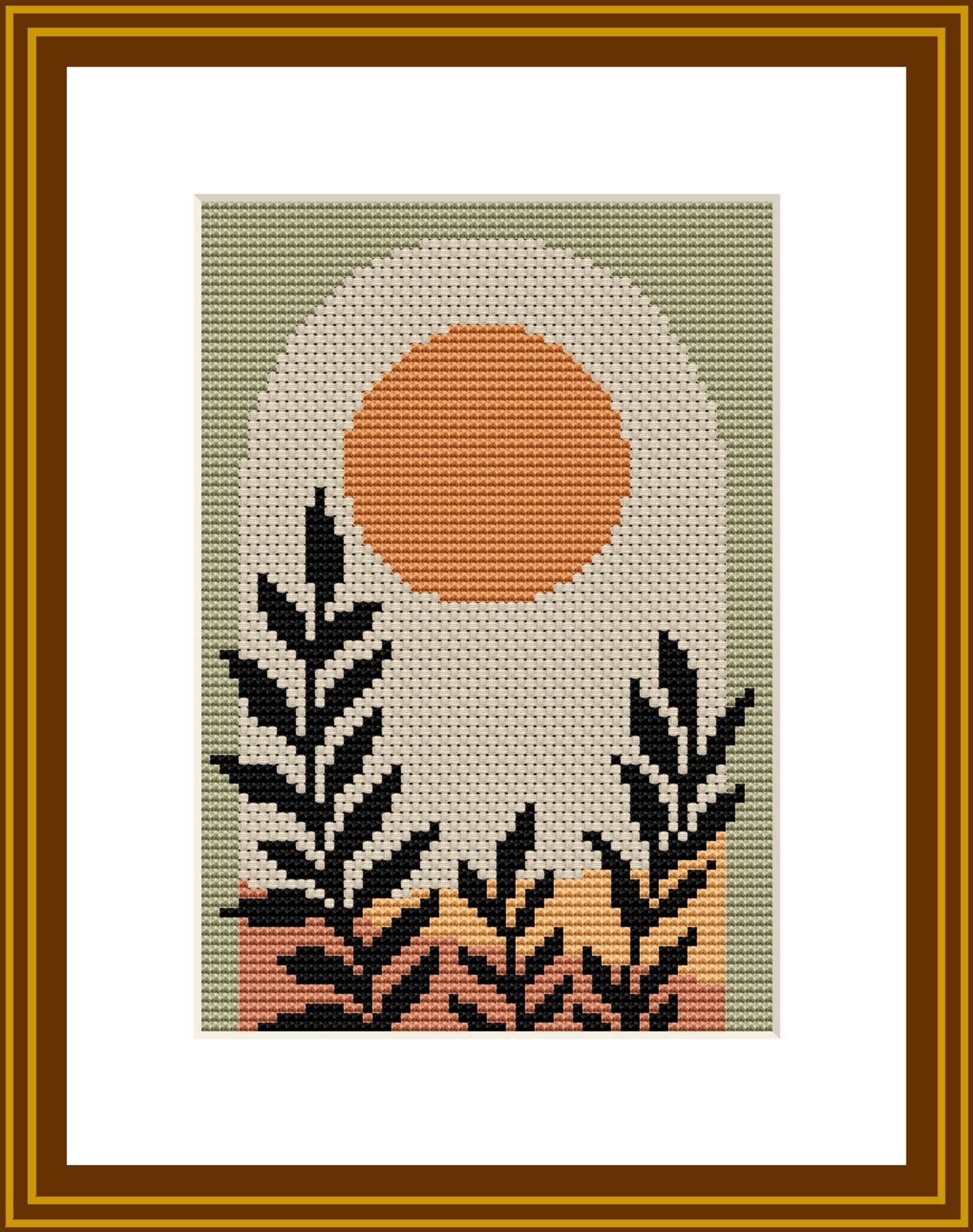 Set of 4 Modern Boho Cross Stitch Patterns, Abstract Nature Cross ...