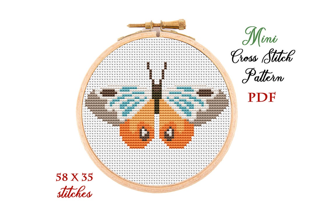 Mini Cross Stitch Pattern. Little Butterfly. Counted Cross Stitch Chart ...