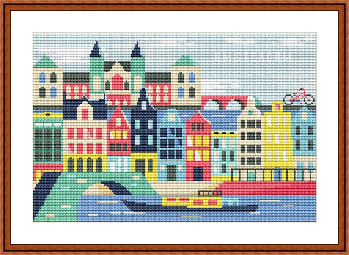 Amsterdam Cross Stitch Pattern. Holland Modern Travel Poster. | Etsy