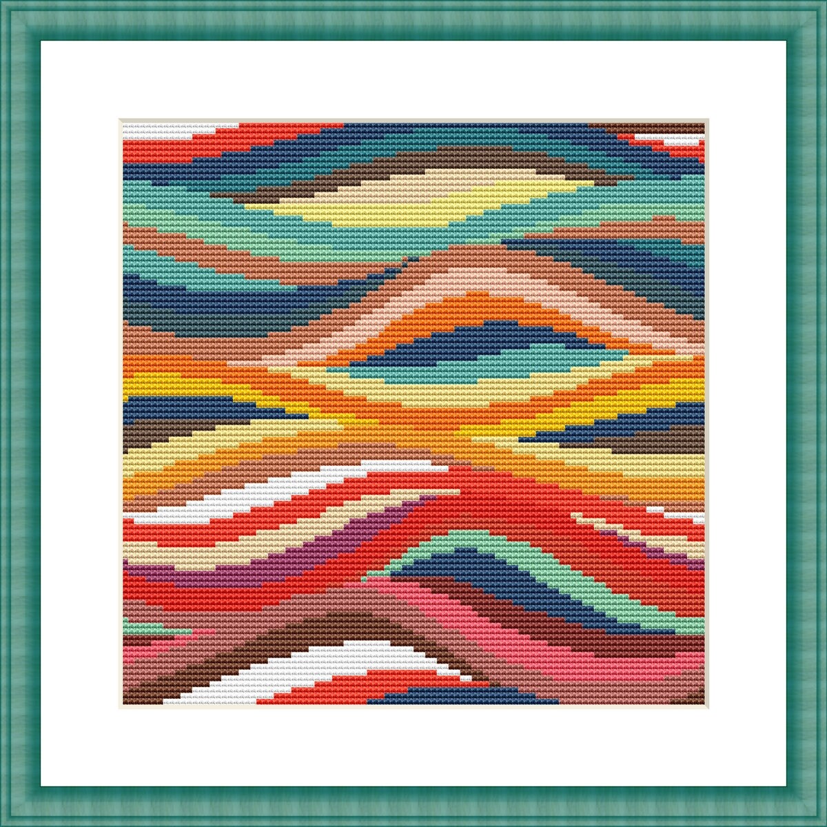 Abstract Cross Stitch Pattern, Modern Colorful X-stitch Pattern ...