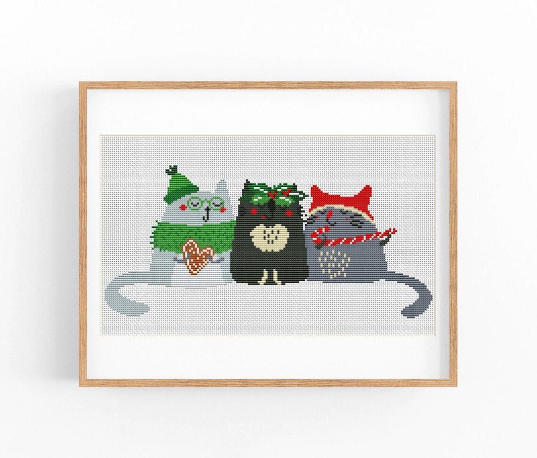Cross Stitch Pattern Christmas Cats. Holiday Cross Stitch PDF. Merry ...