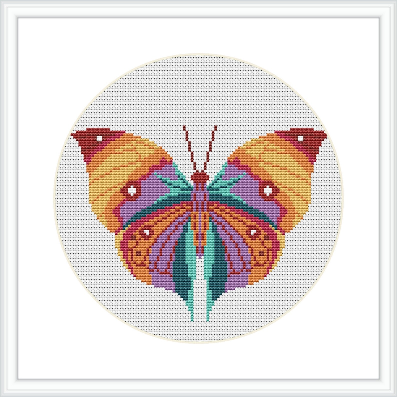 Butterfly Cross Stitch Pattern, Flying Insect Nature Cross Stitch, Hoop ...