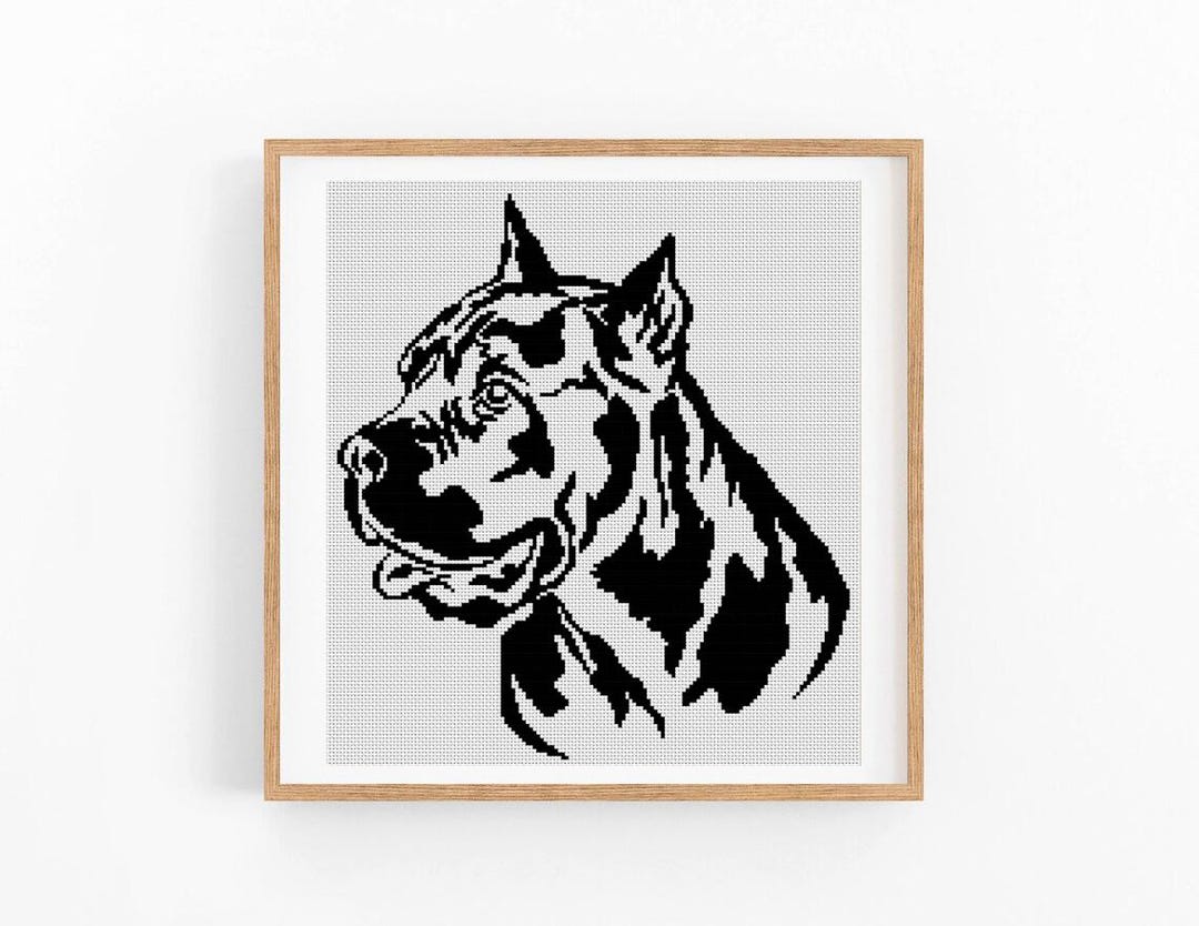 Cane Corso Italiano Dog Portrait Cross Stitch Pattern,one Color Dog ...