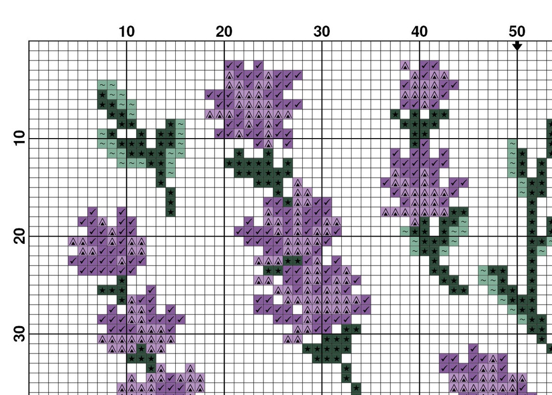 Lavender. Modern Cross Stitch Pattern. Flower, Provence Counted Cross ...