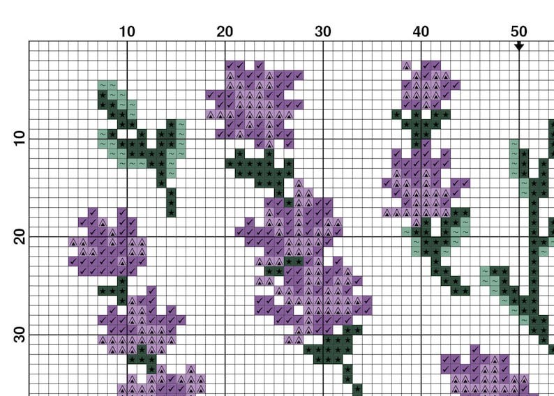 Lavender. Modern Cross Stitch Pattern. Flower, Provence Counted Cross ...