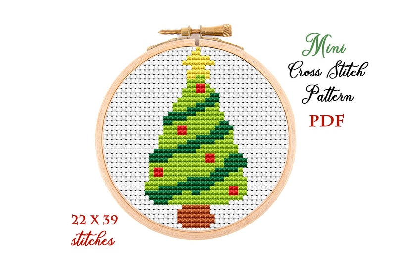 Mini Cross Stitch Pattern. Christmas Tree. Counted Cross Stitch Chart ...