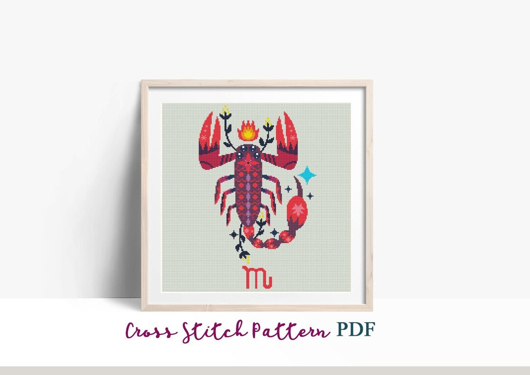 Scorpio. Zodiac Sign. Modern Cross Stitch Pattern. Counted Cross Stitch ...