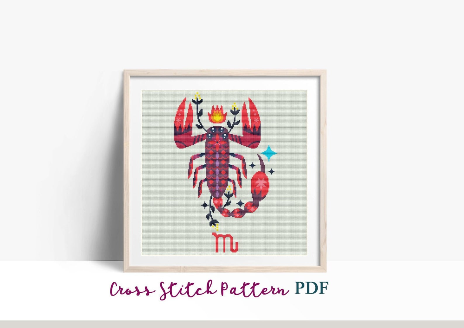 Scorpio. Zodiac Sign. Modern Cross Stitch Pattern. Counted Cross Stitch ...