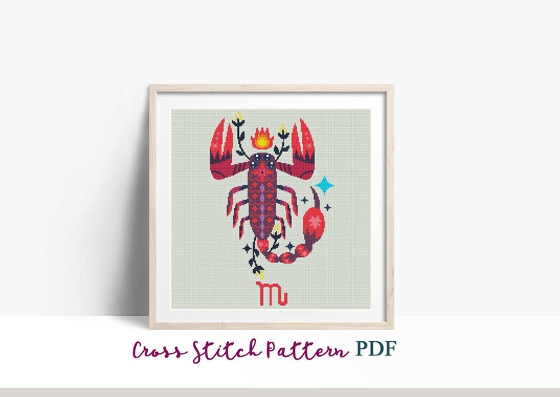 Scorpio. Zodiac Sign. Modern Cross Stitch Pattern. Counted - Etsy
