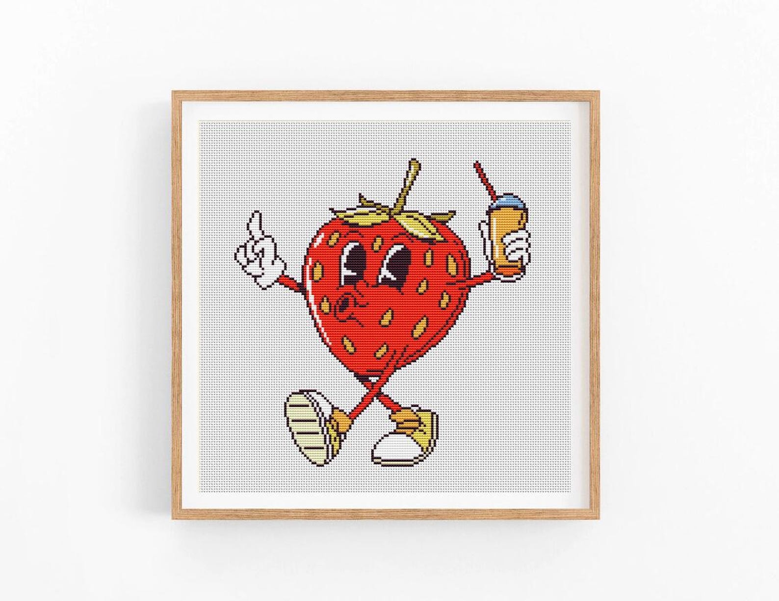 Groovy Cross Stitch Pattern, Retro Cross Stitch PDF, Strawberry ...