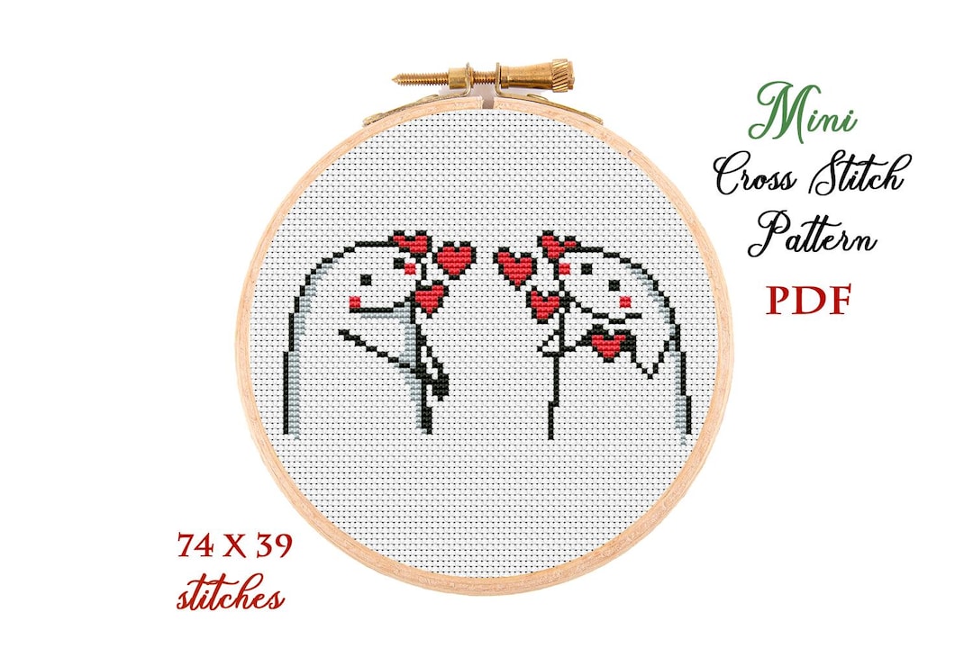 Mini Cross Stitch Pattern. Flork Meme Love. Counted Cross Stitch Chart ...