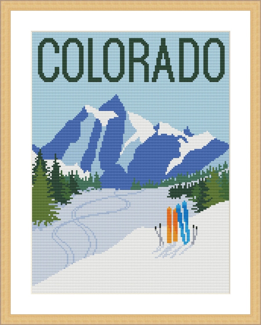 Colorado United States Cross Stitch Pattern. Retro Travel Poster US ...