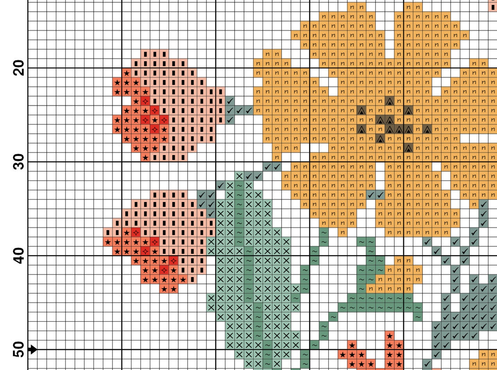 Wild Flowers. Modern Cross Stitch Pattern. Counted Cross Stitch Chart ...